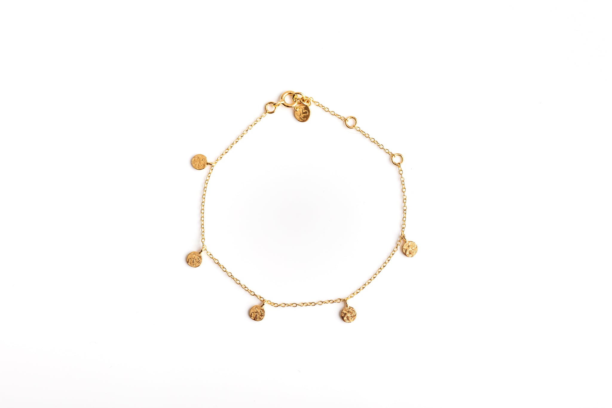 Gold Mini Hammered Disc Bracelet